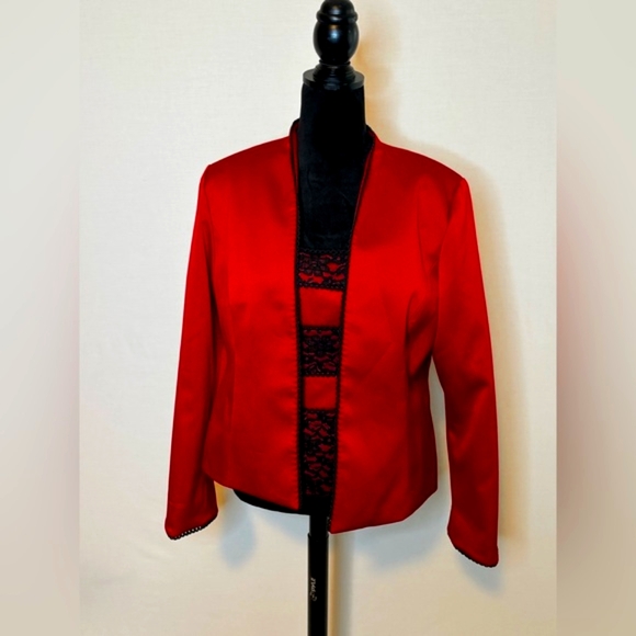 Sandra Darren | Jackets & Coats | Sandra Darren Red And Black Blouse ...
